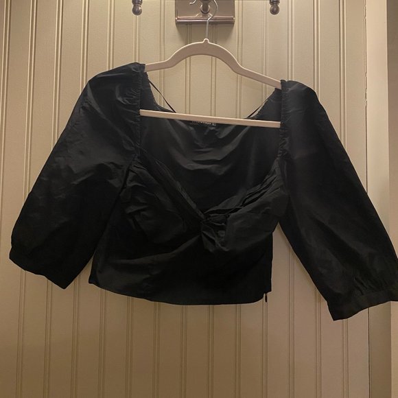 Zara | Tops | Zara Black Prairie Style Crop Top S | Poshmark